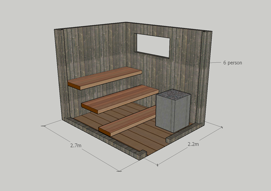 2.7m 6-Person Custom Sauna Cabin | The Cedar Sauna Company